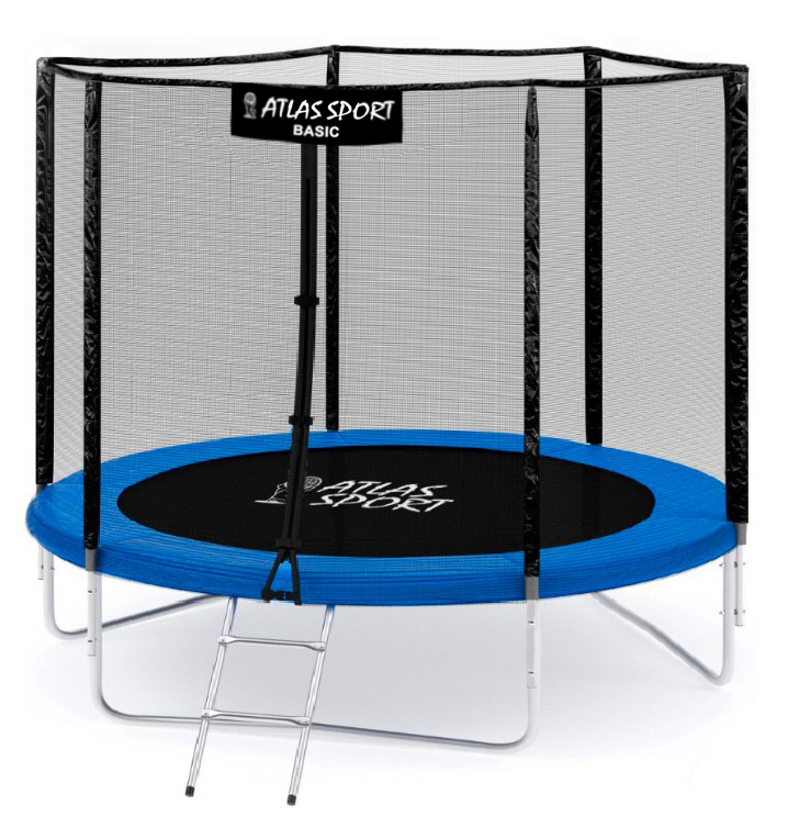 Батут Atlas Sport 252 см (8ft) BASIC с лестницей BLUE - Injump